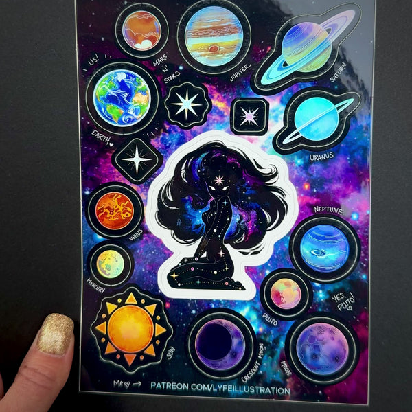 Space Sticker Sheet - Holographic - Lyfe Illustration