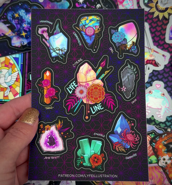 Crystal Lyfe Line Sticker Sheet - Lyfe Illustration