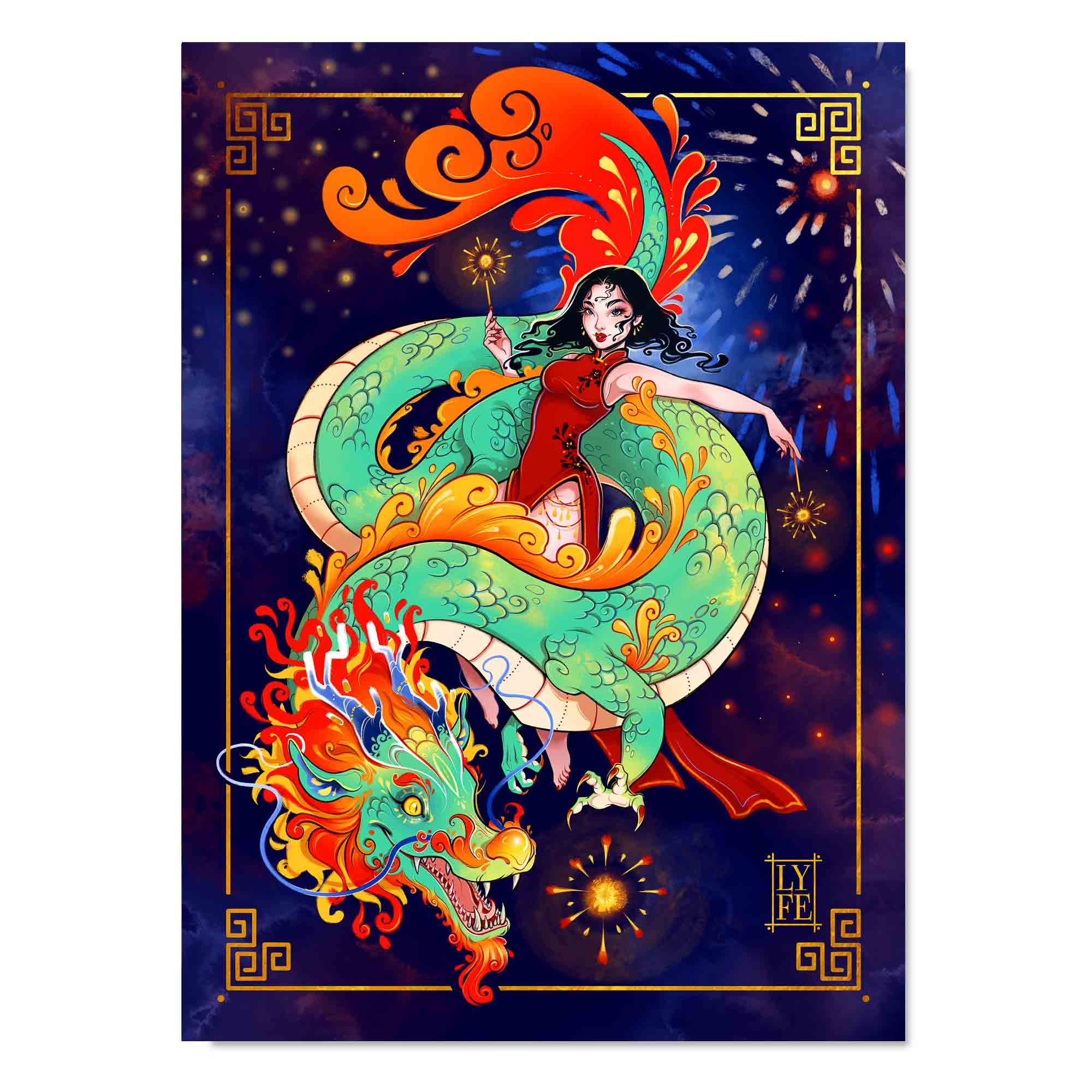 Golden Year of the Dragon Zodiac - Lyfe Illustration